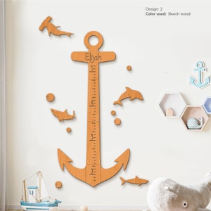 Custom Wood Ocean Themed Growth Chart Nautical Theme for Kids Room ...