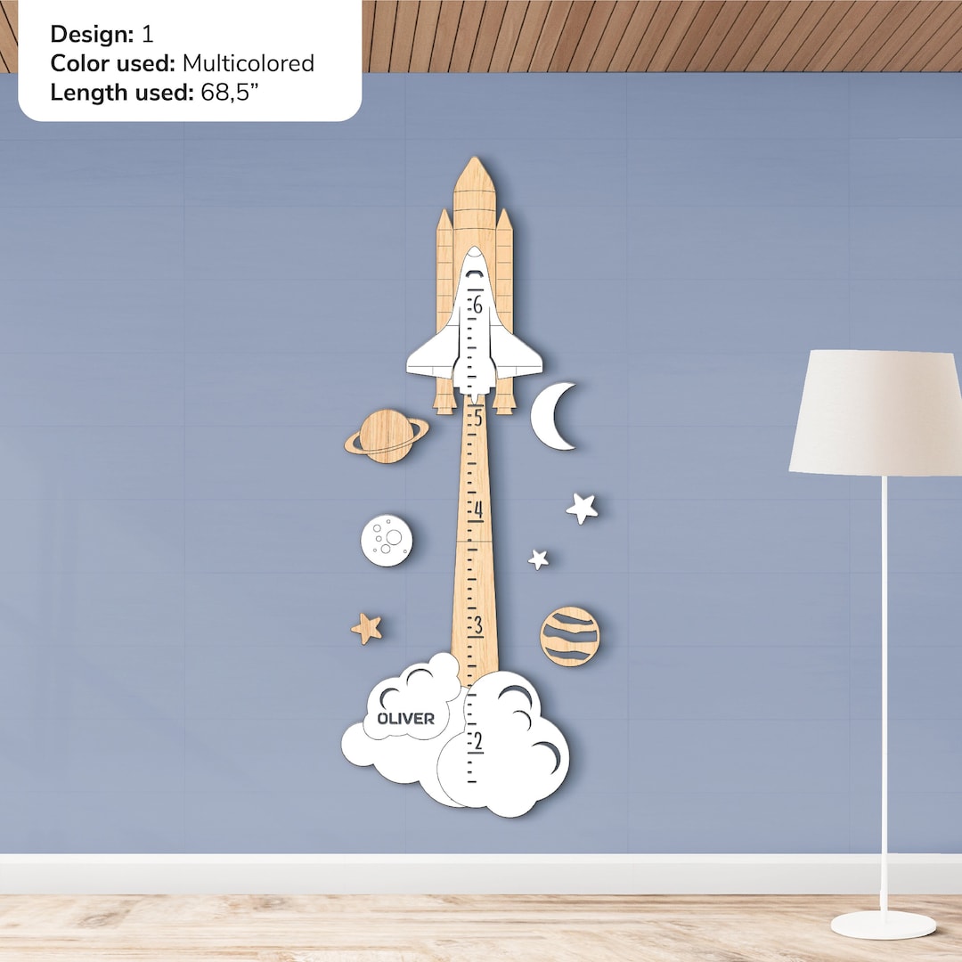 Personalized Space Themed Growth Chart Wooden Growth Chart Rocket Ship ...