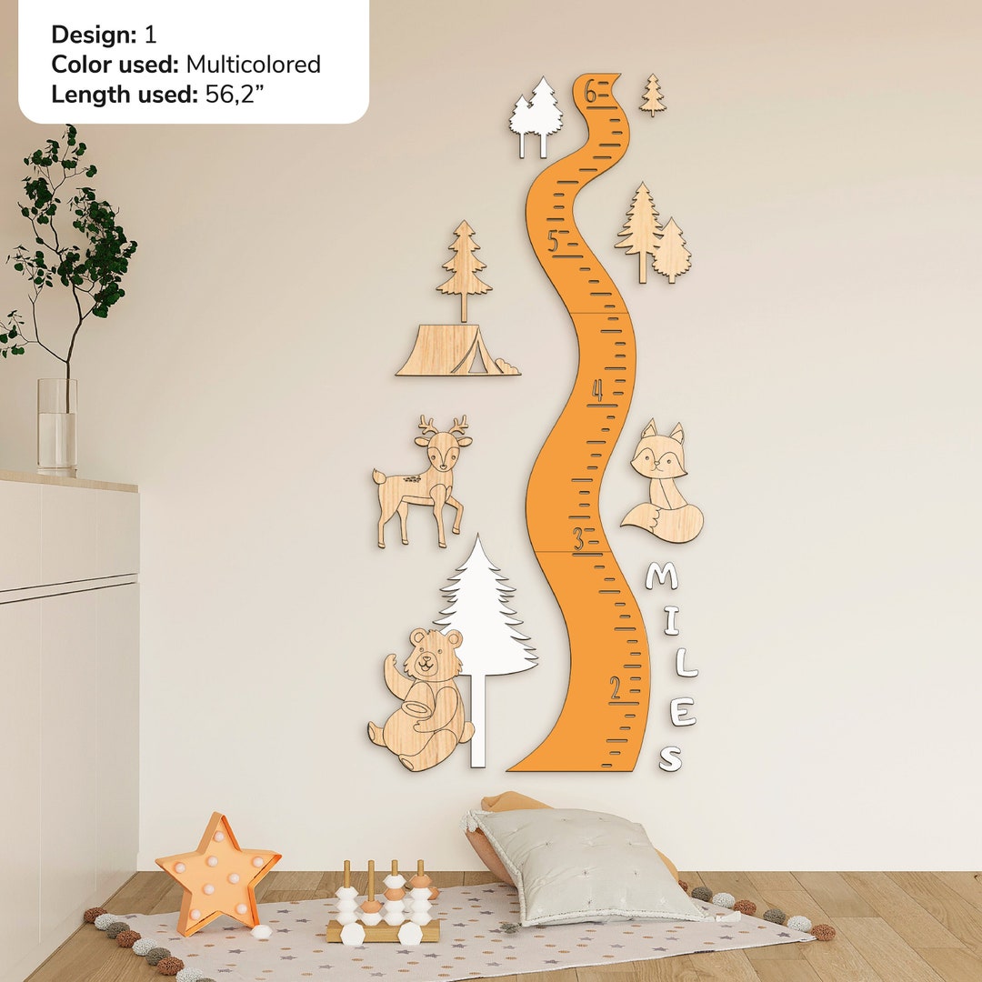 Woodland Growth Chart Nursery Decor Personalized Ruler Woodland Animals ...