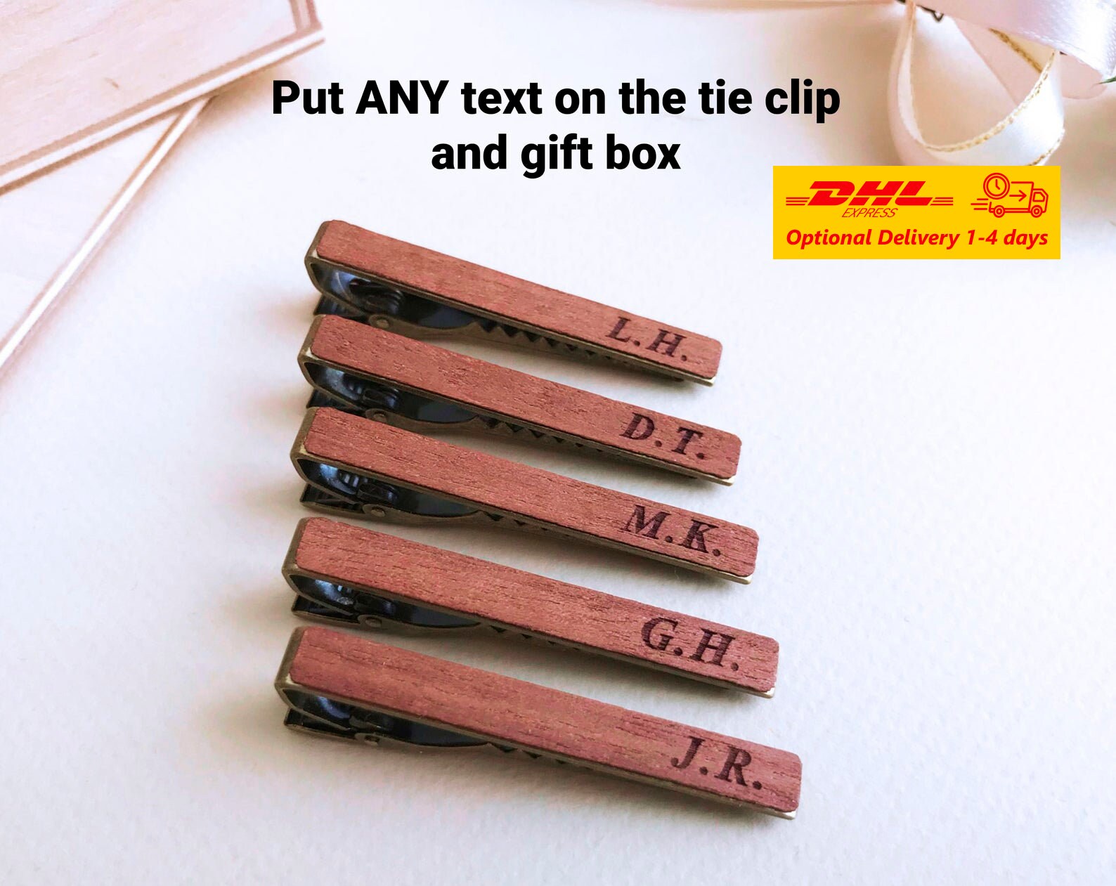 Custom Tie Clip Groom Tie Clip Personalize Wooden Tie Clip - Etsy