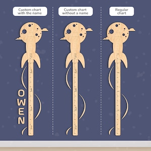 Personalized Space Themed Growth Chart Wooden Growth Chart Rocket Ship ...