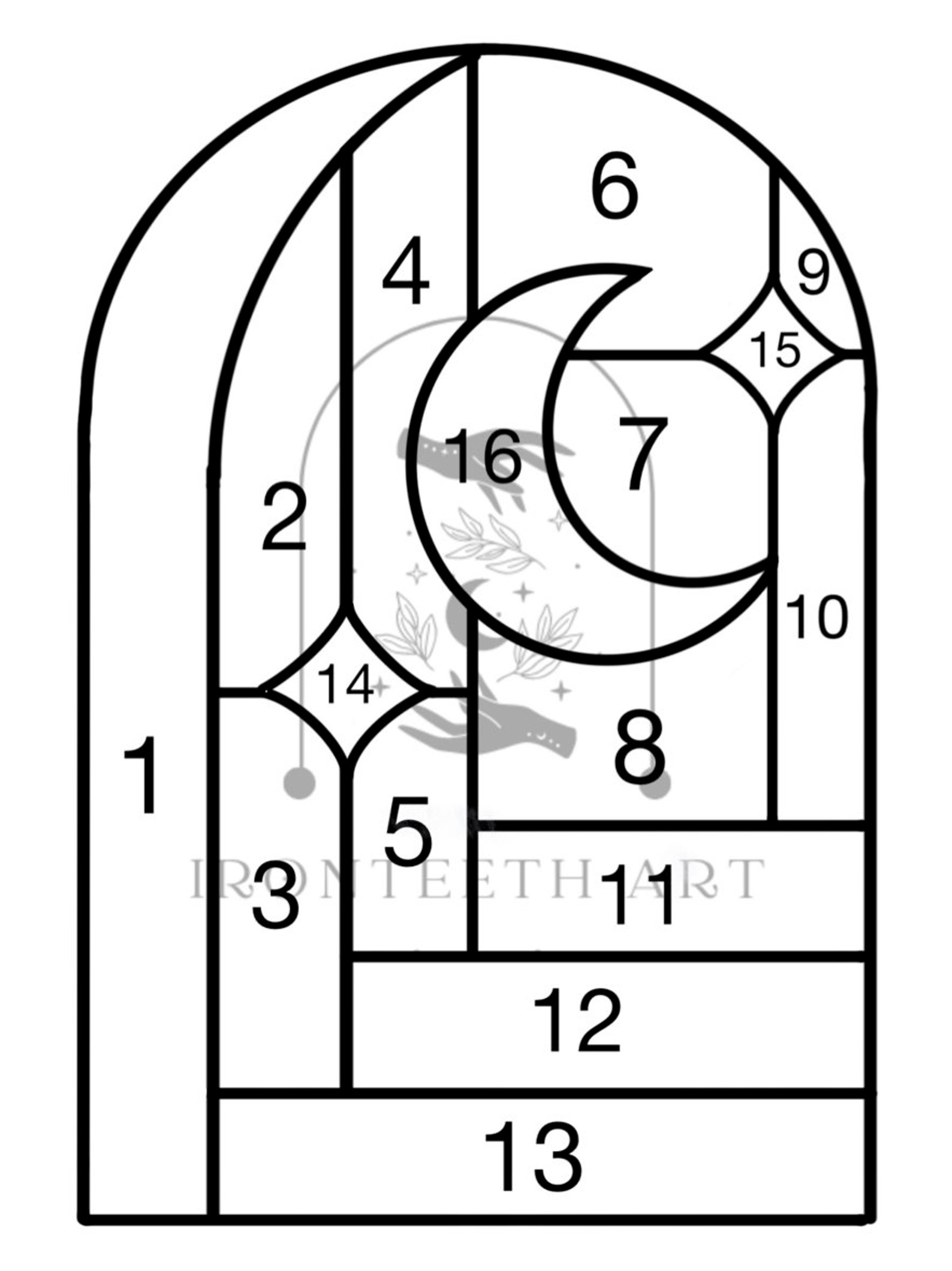 Moon and Stars Arch Stained Glass Pattern • PDF Download • Digital ...