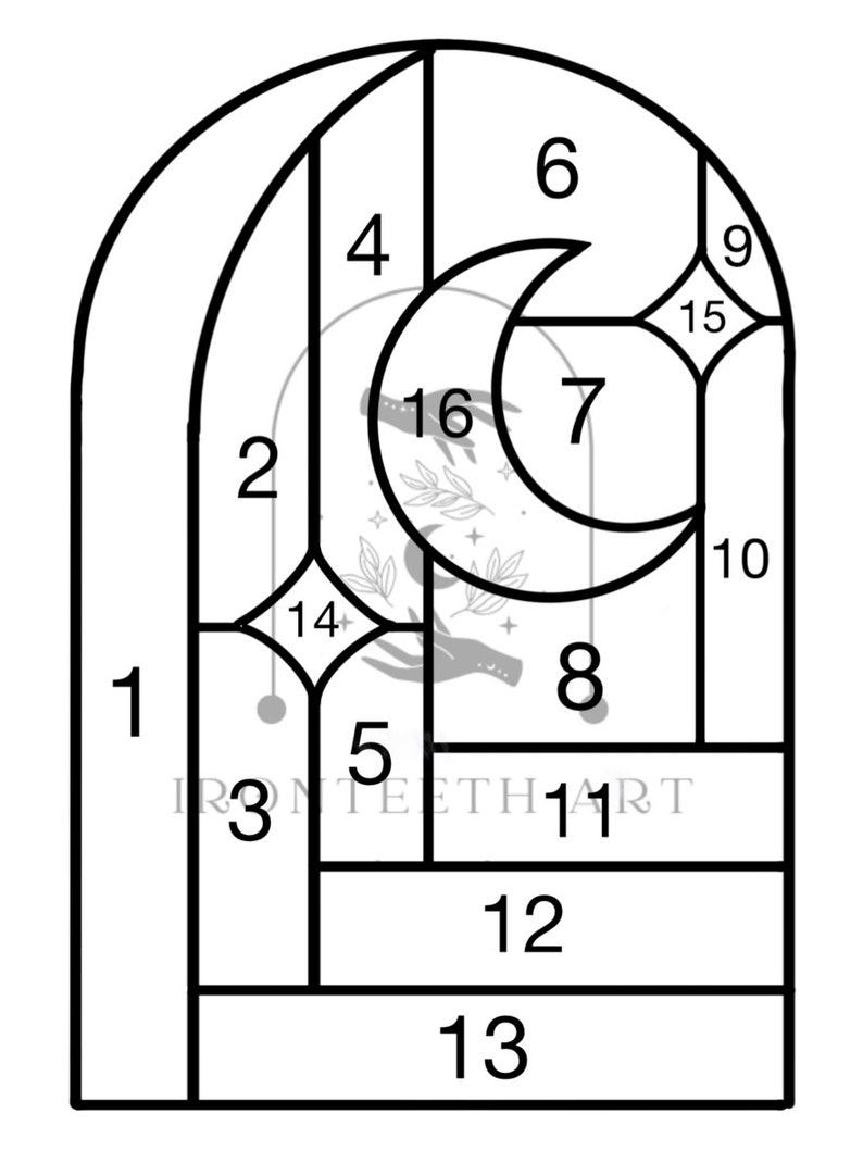 Moon and Stars Arch Stained Glass Pattern • PDF Download • Digital ...