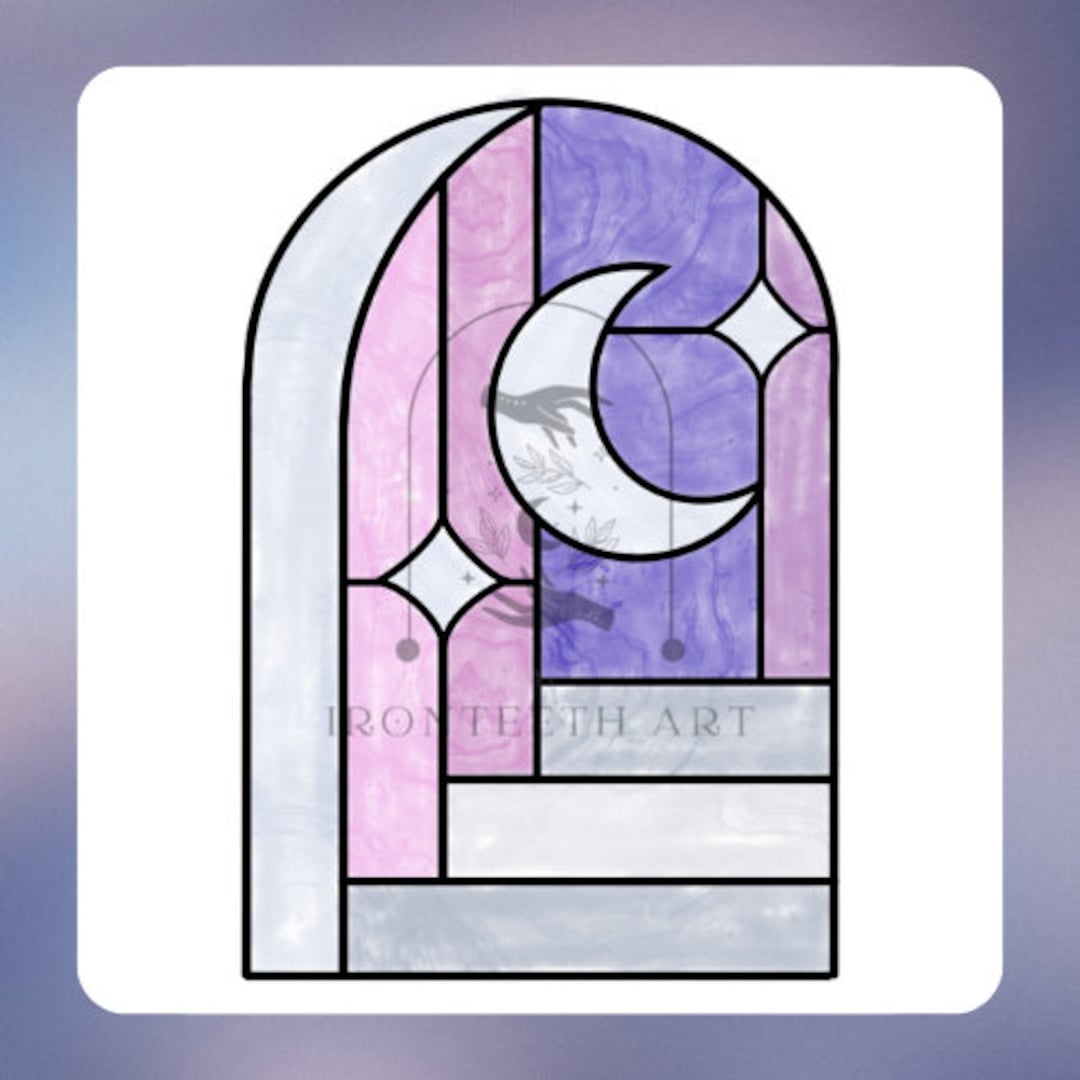 Moon and Stars Arch Stained Glass Pattern • PDF Download • Digital ...