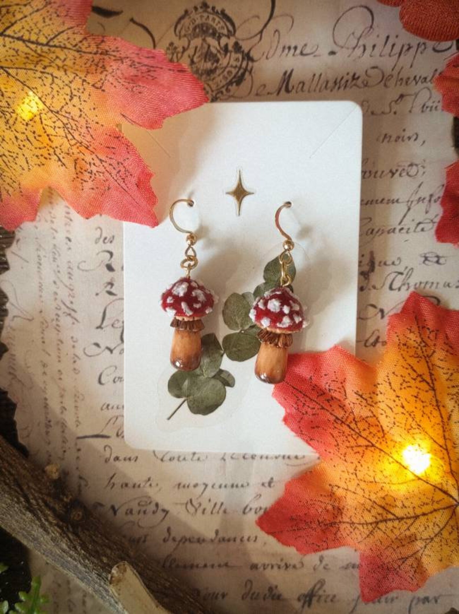 MADE to ORDER Mushroom Earrings Clay Fairycore - Etsy