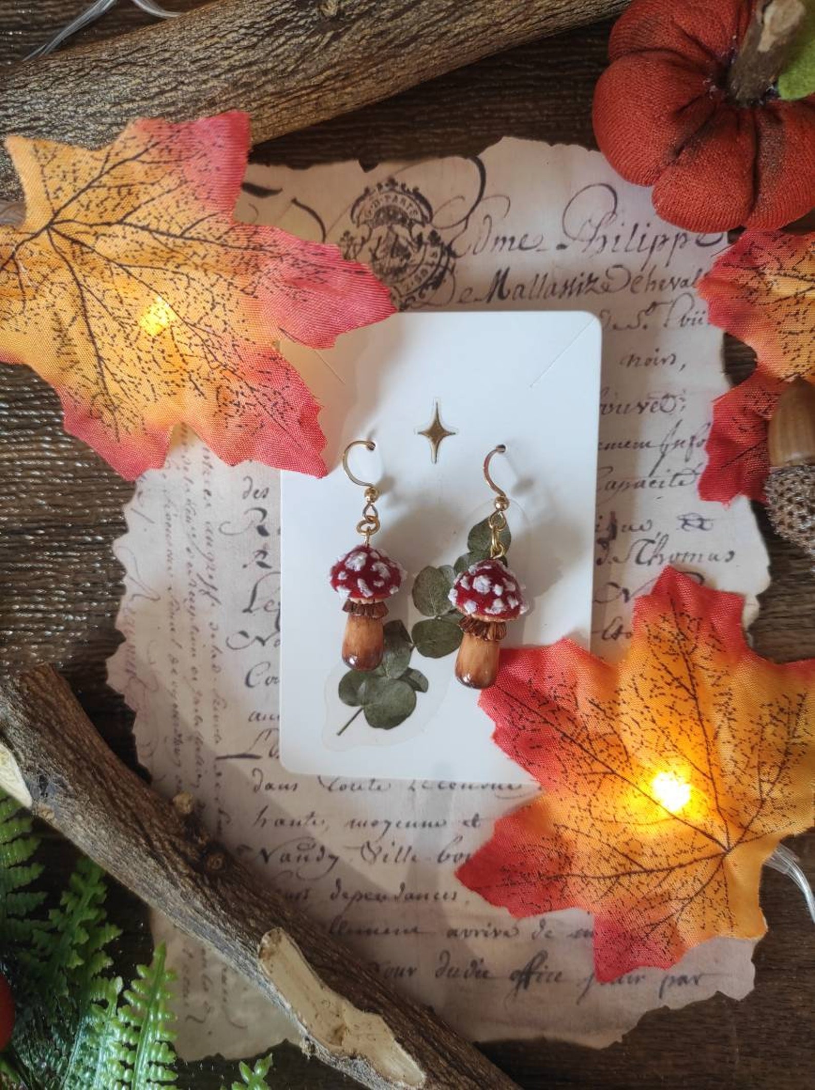 MADE to ORDER Mushroom Earrings Clay Fairycore - Etsy