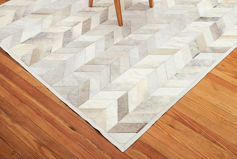 Gray Chevron Cowhide Rug No. 276 Patch Work Cow Hide Rugs Herringbone ...