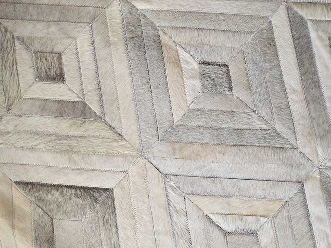 Gray Diamond Patchwork Cowhide Rug No. 284 Grey Cow Hide Patch Work ...