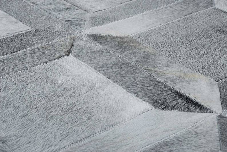 Gray Leather Area Rug Cube Design No. 281 - Custom Sizes and Free ...