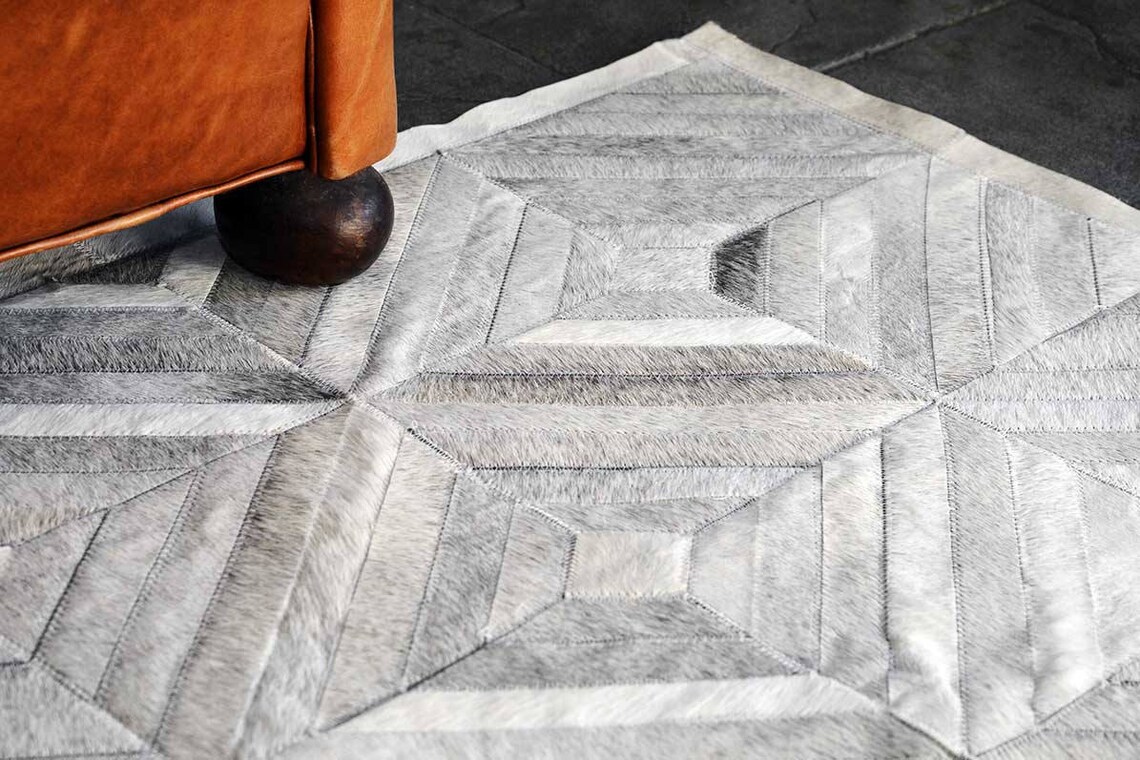 Gray Diamond Patchwork Cowhide Rug No. 284 Grey Cow Hide Patch Work ...