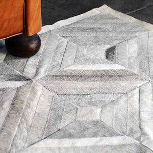 Gray Diamond Patchwork Cowhide Rug No. 284 - Grey Cow Hide Patch Work ...