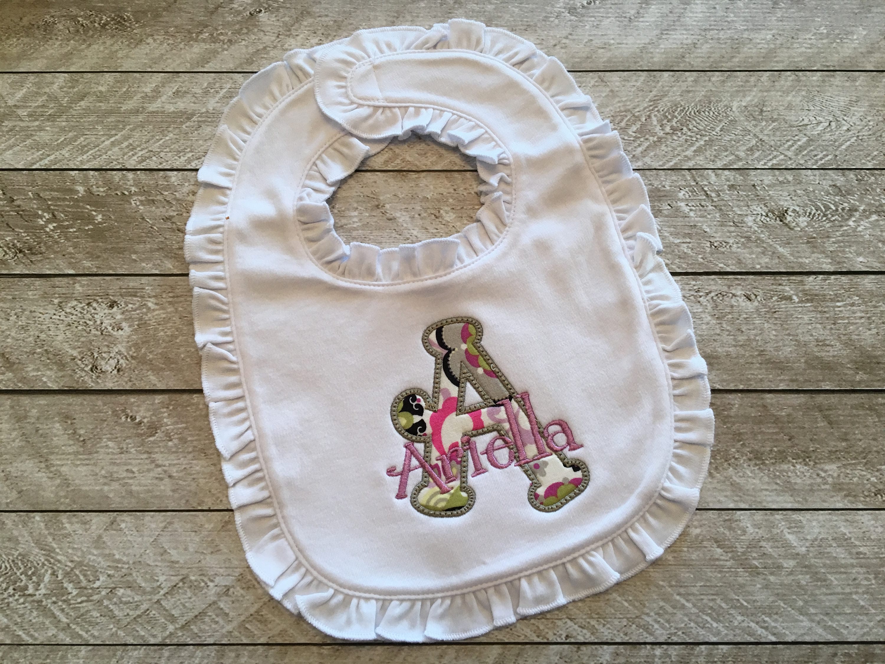Newborn girl bib Embroidered baby bibs Monogrammed baby | Etsy