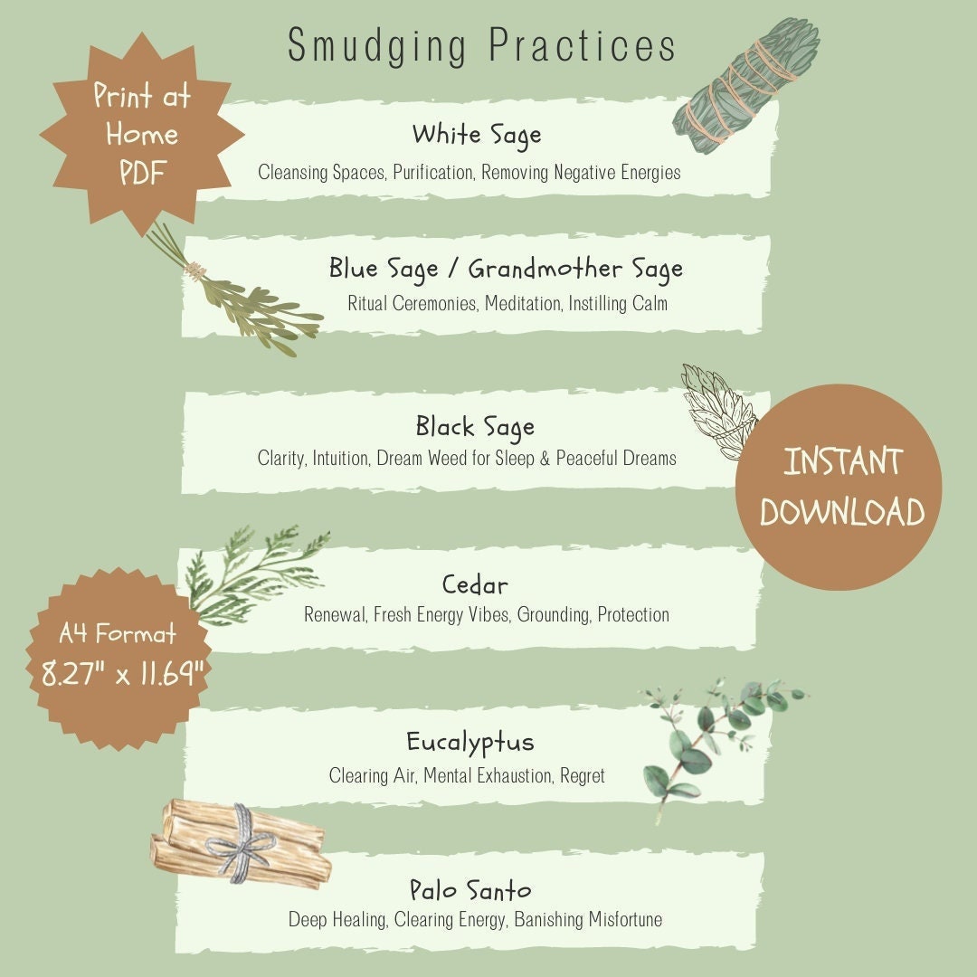 Printable Smudge Guide: Sage Types & Smudging Practices (PDF Download ...