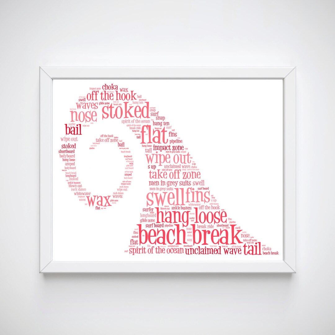 Surfing Wave Art Print: Coastal Typography Decor - Etsy