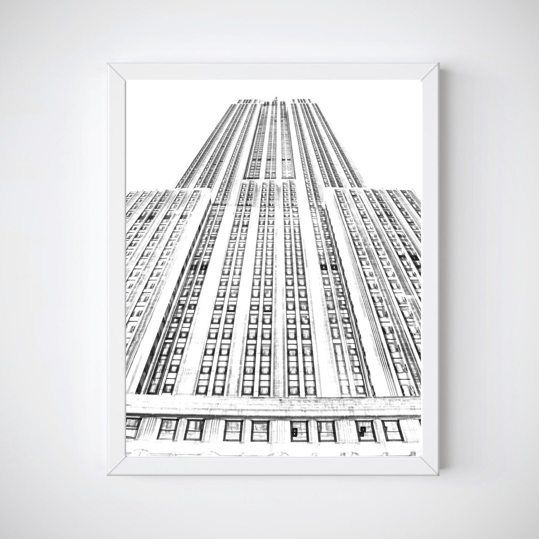 Empire State Building Print: Black and White NYC Sketch Art - Etsy