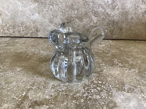 Home & Living glass candleholder,3 legs fluted clear glass ...