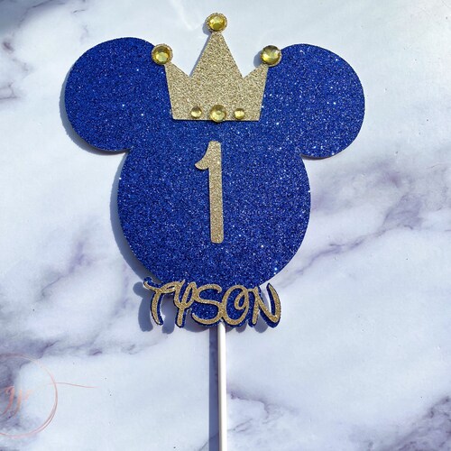 Royal Blue and Gold Glitter Mouse Invitation Printable Print | Etsy