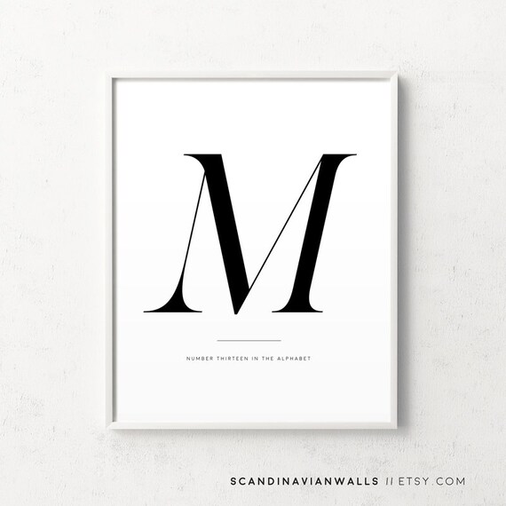 Items similar to Letter M print, scandinavian minimalist print, letter ...