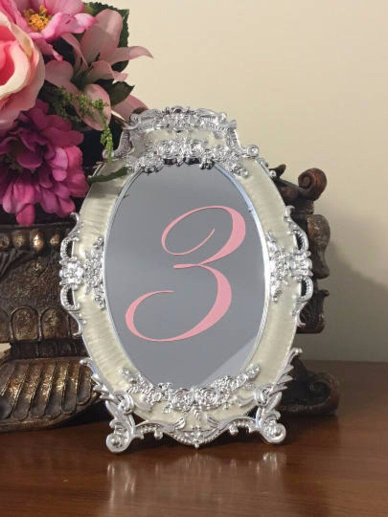 Mirror Table Numbers/fairytale Party Ornate Mirrors With Decal - Etsy