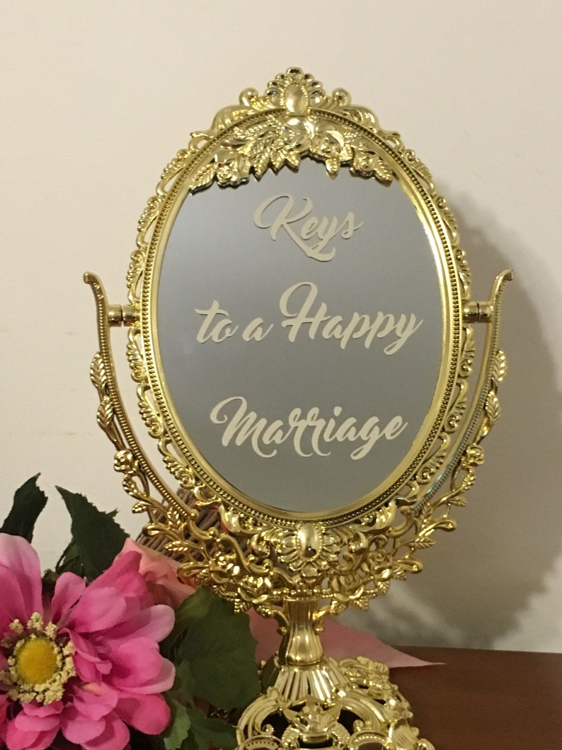 Mirror with decal inscription/Keys to a happy marriage wedding | Etsy