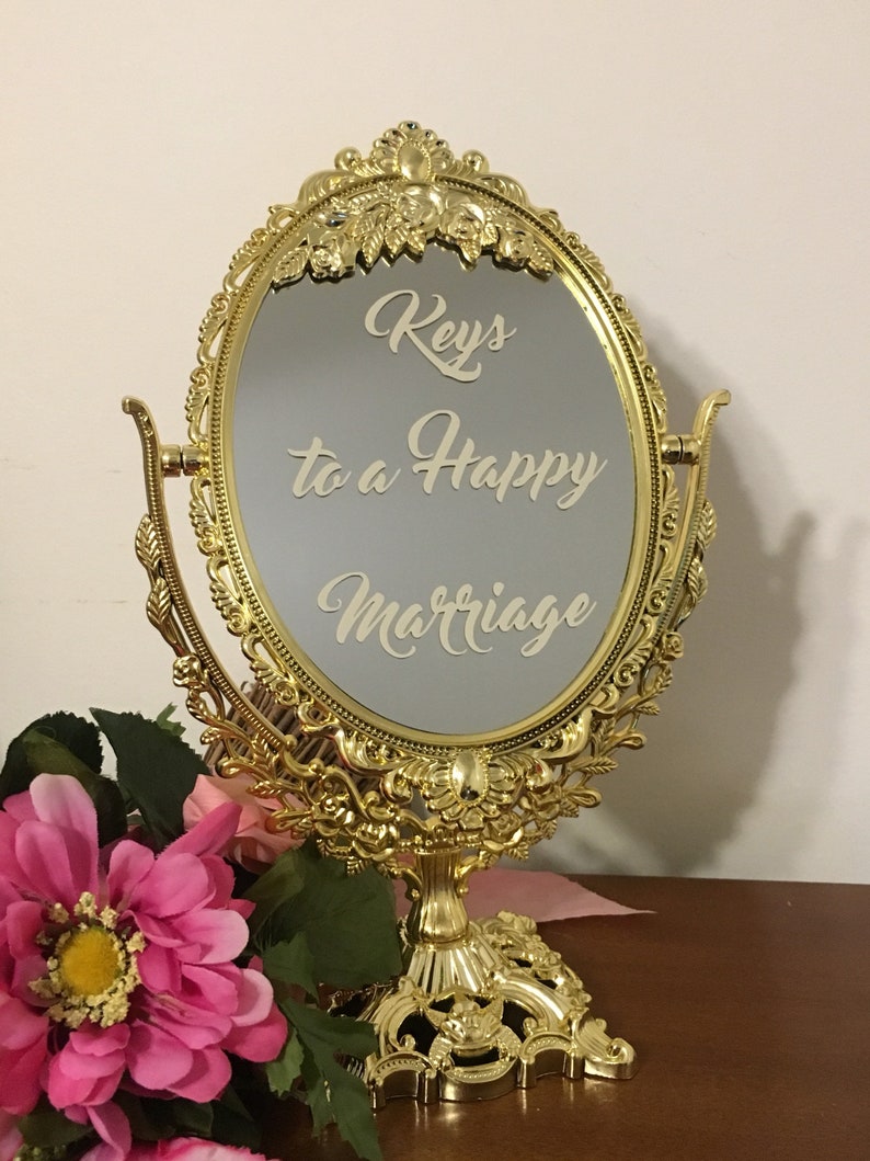 Mirror with decal inscription/Keys to a happy marriage wedding | Etsy
