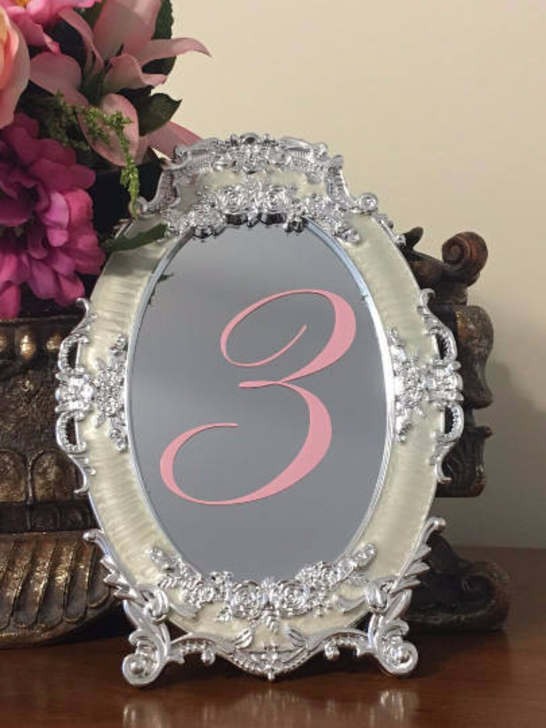 Mirror Table Numbers/fairytale Party Ornate Mirrors With Decal Number ...