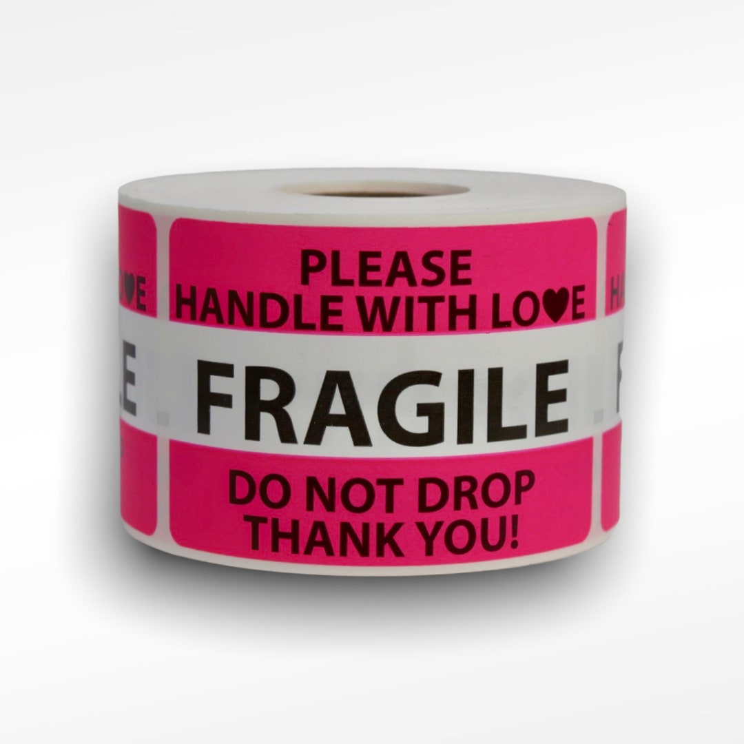 2x3-inch Fragile - Handle With Love Adhesive Shipping Stickers With Do ...
