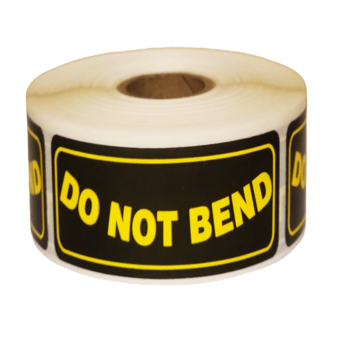 Do Not Bend Stickers | 1" X 3" Yellow and Black Shipping Packaging ...