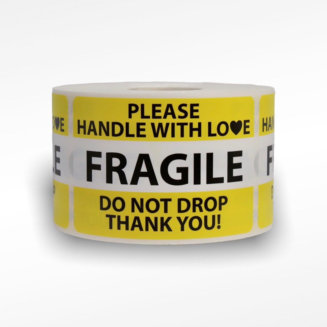 2x3-inch Fragile - Handle With Love Adhesive Shipping Stickers With Do ...