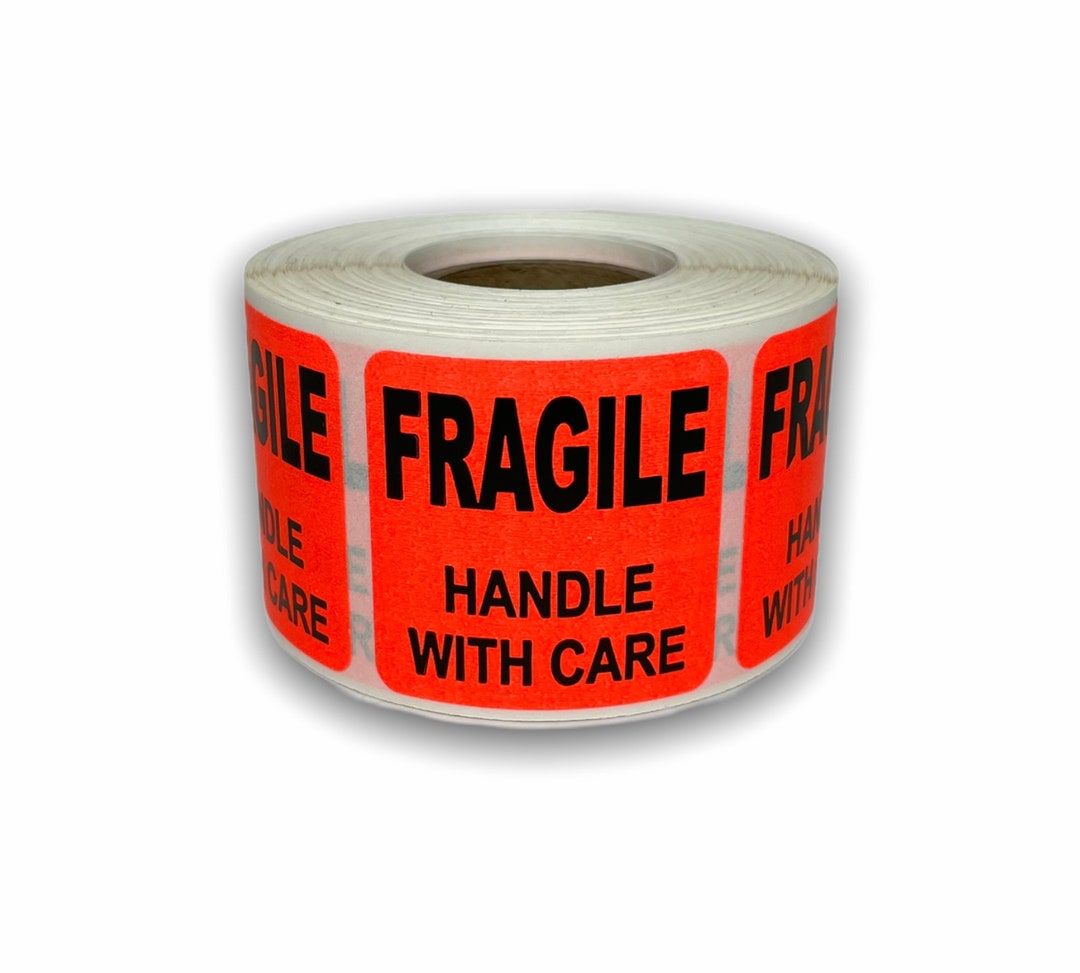 500 PCS - Fragile (1.5"x1.5" Bright Red) Sticker Adhesive Shipping ...