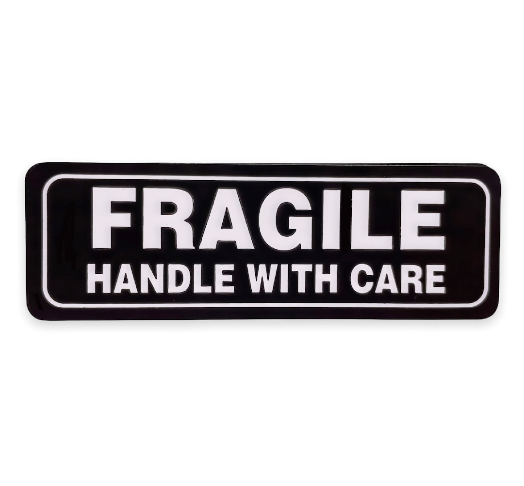 Fragile Handle With Care Stickers 1x3 Inch (WH/BLK) Shipping Labels ...