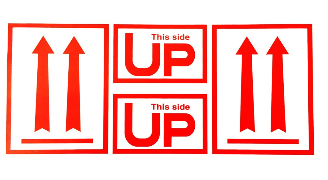 This Side up Arrow Labels | Shipping Warning Handling Stickers | 4"x9 ...