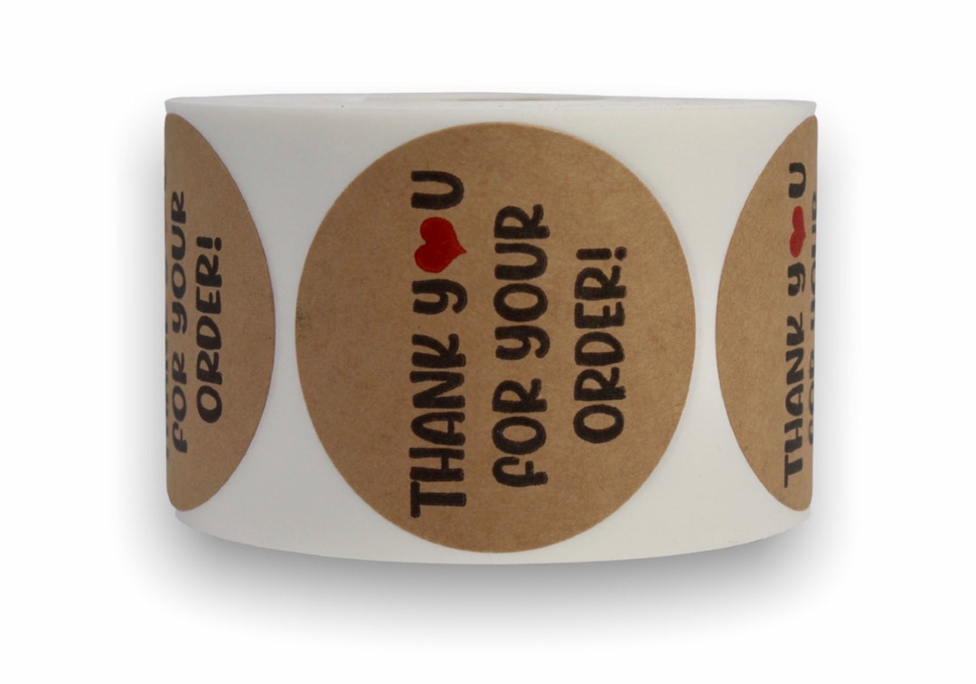 Thank You for Your Order Labels | Red Heart Stickers | 2" Round Brown ...