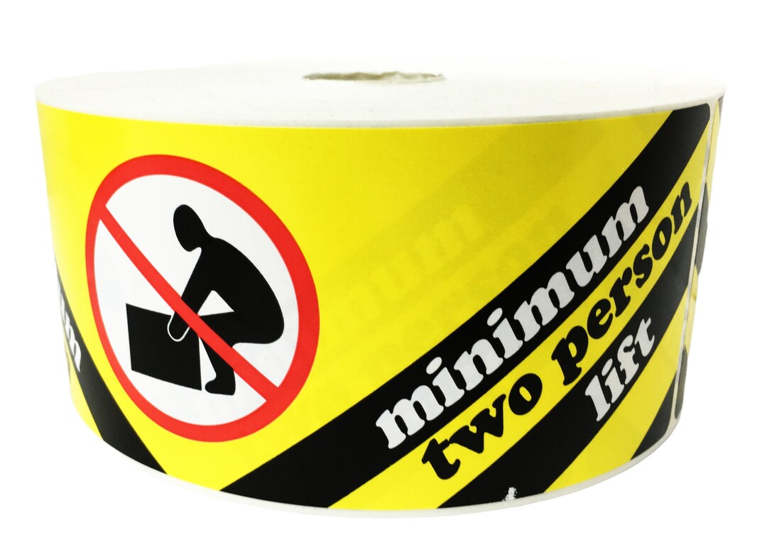 Black & Yellow Heavy Minimum Two Person Lift Labels | Shipping Handling ...