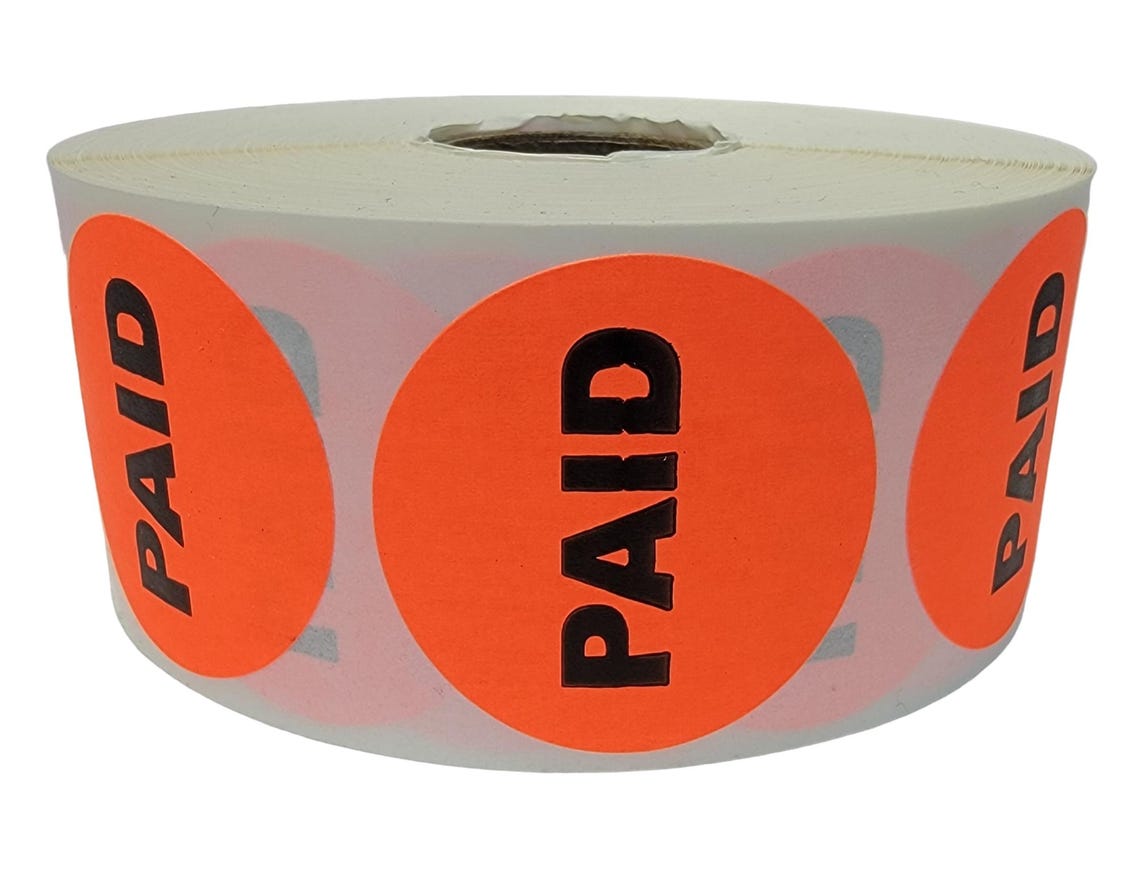 PAID Stickers: 1.5" Round Sale Supermarket Price Discount Adhesive ...