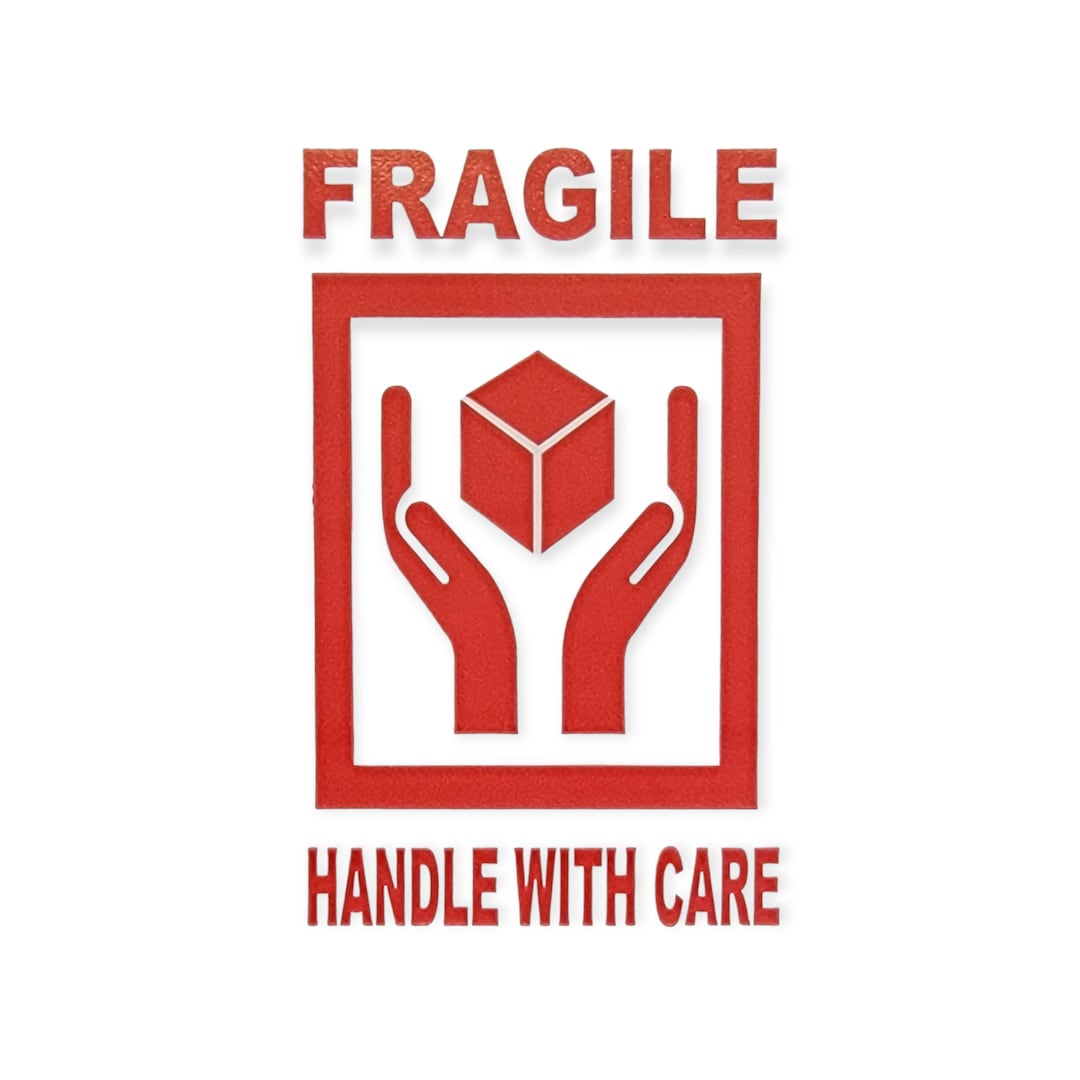 Red / White - Fragile Handle With Care - Hands Holding Box Labels | 2x3 ...