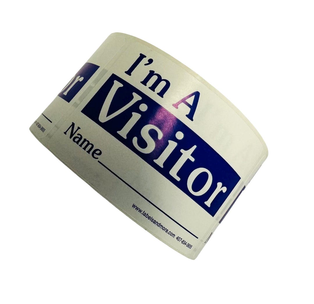 2x3-inch I'm A Visitor Labels Blue Name Tag Adhesive Stickers Pack of ...