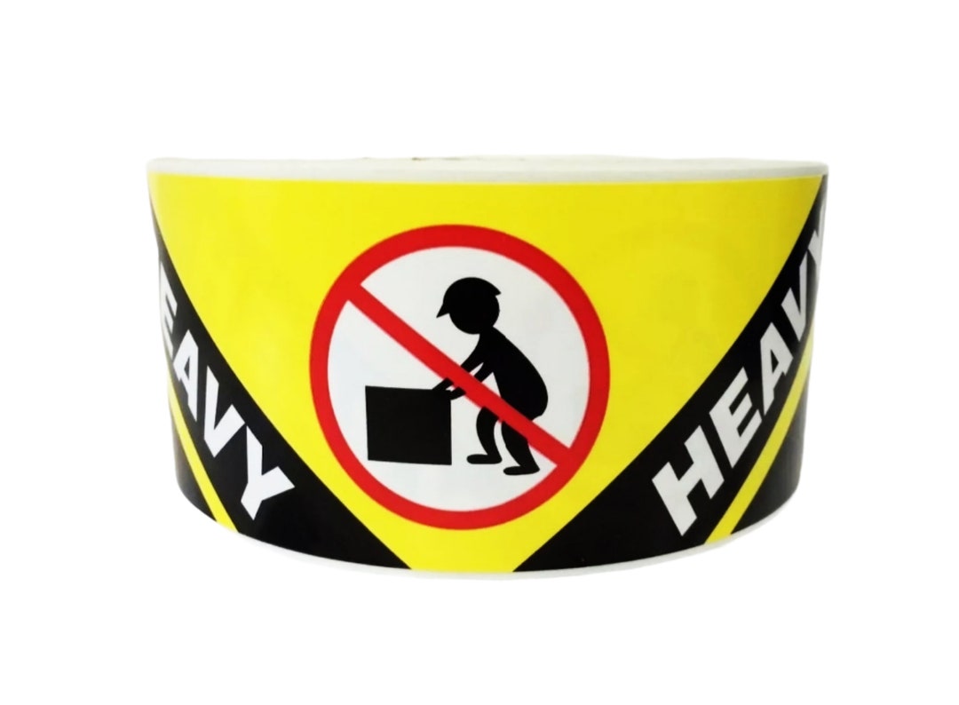2.5x8 Heavy Caution When Lifting Labels Large Pallet Shipping Adhesive ...