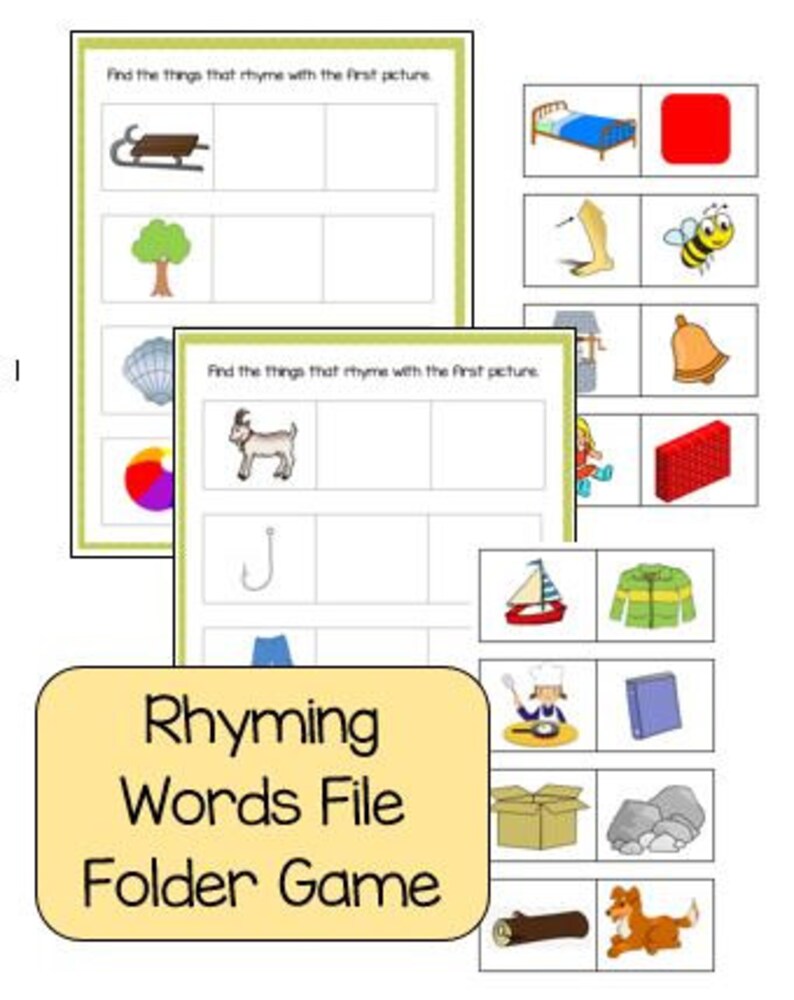 Rhyming Words File Folder Game - Etsy