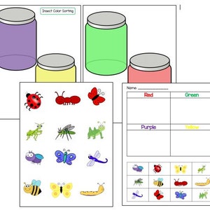 Insect Color Sorting File Folder Game - Etsy