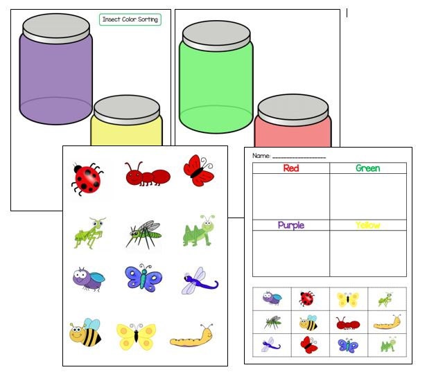 Insect Color Sorting File Folder Game - Etsy