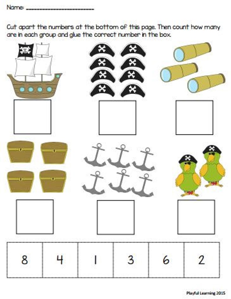 Cut And Paste Counting Worksheets Etsy