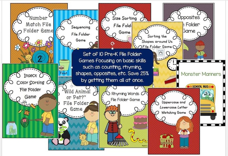 Pre-k File Folder Game Bundle - Etsy