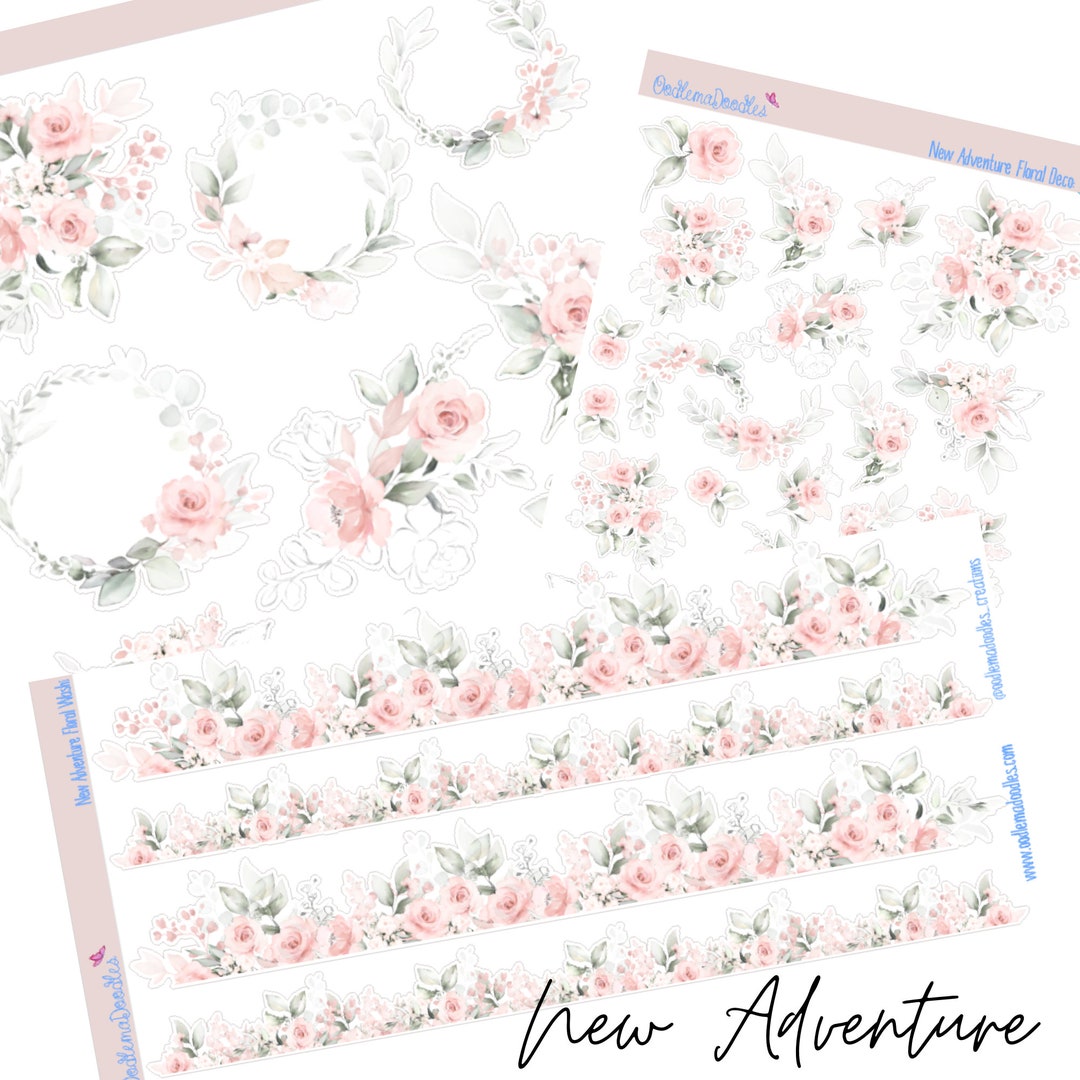 New Adventure Decorative Planner Sticker, Floral, Spring, Pink ...