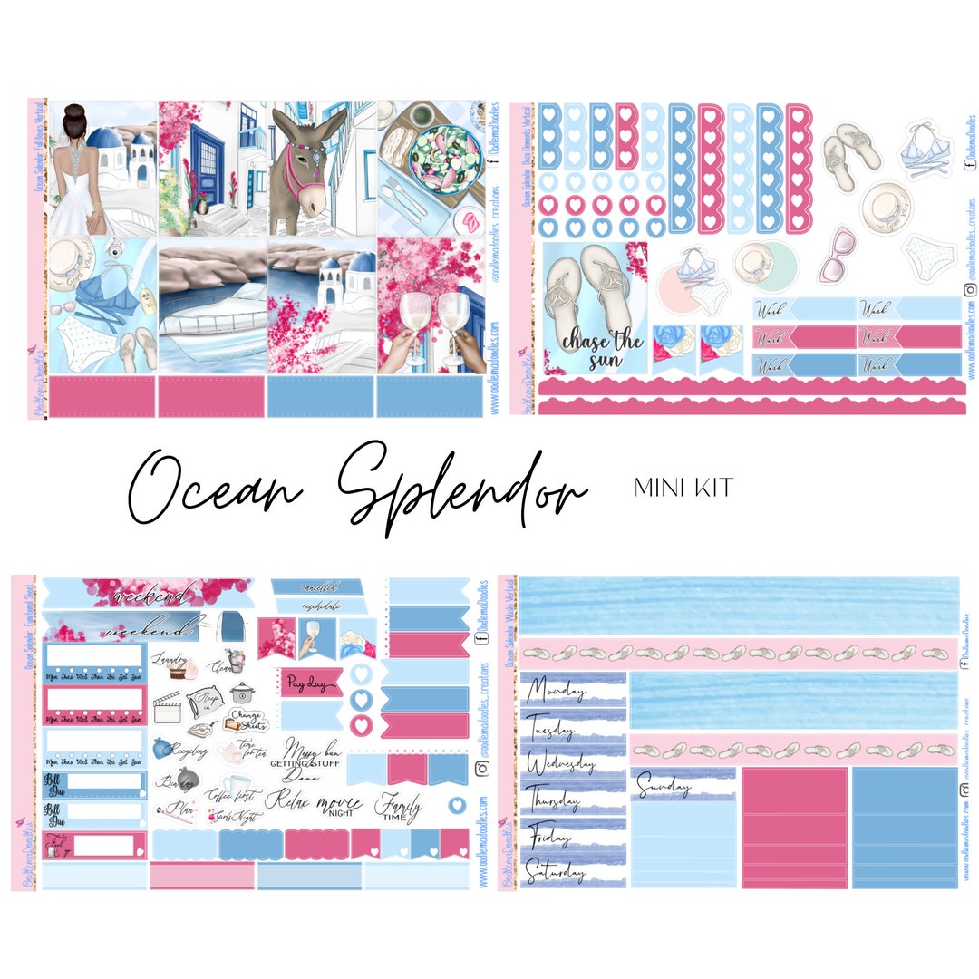 Ocean Splendor Mini Kit, Planner Stickers, Oodlemadoodles, Summer ...
