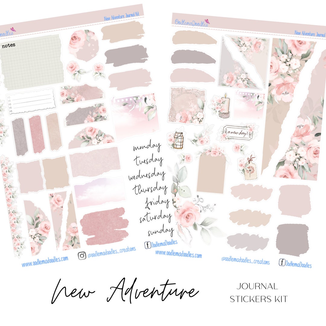 New Adventure | Journal Stickers, Floral, Journaling, Scrap Booking ...