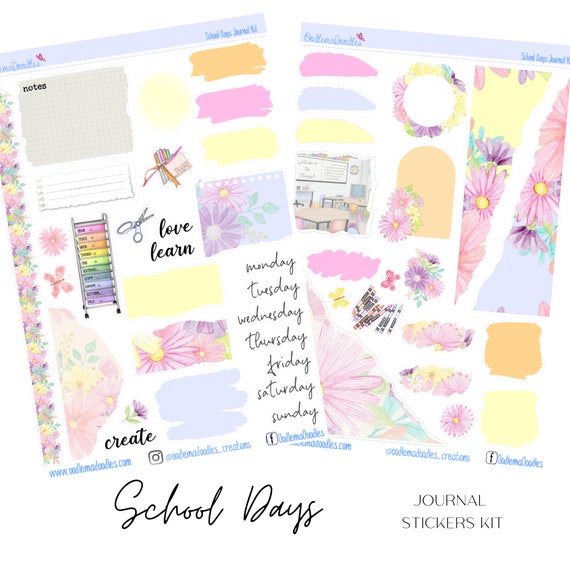 School Days Journal Stickers Floral Autumn Fall - Etsy