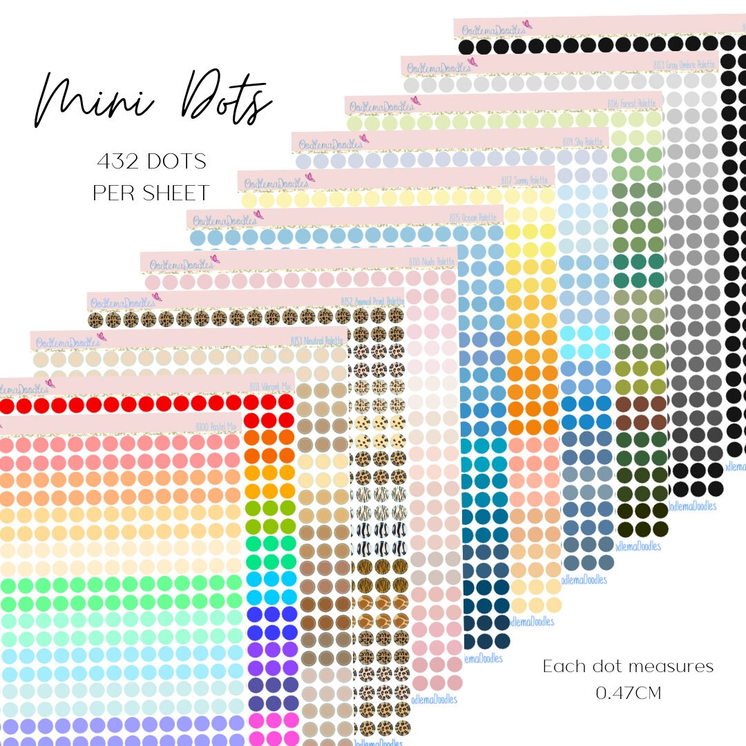 Mini Functional Dots | Planner Stickers, Tiny, Calendar Dots ...