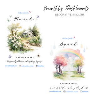Monthly Decorative Dashboards Planner Stickers, Vertical, Happy Planner ...