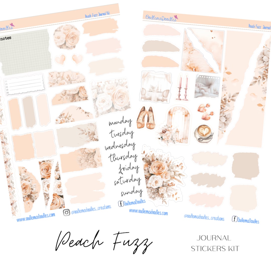 Peach Fuzz | Journal Stickers, Floral, Journaling, Scrap Booking ...